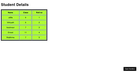 Html Table Codesandbox