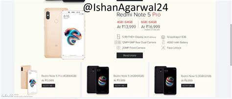 Xiaomi Redmi Note 5 And Redmi Note 5 Pro Prices Leaked Gizmochina