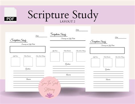 Scripture Study Template Digital Scripture Study Printable Scripture