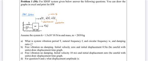 solved problem 1 50 for sdof system given below answer