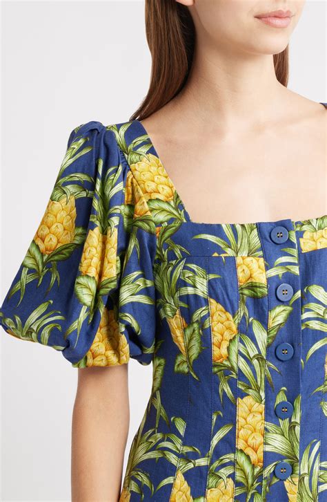 Farm Rio Pineapple Print Linen Blend Minidress Nordstromrack