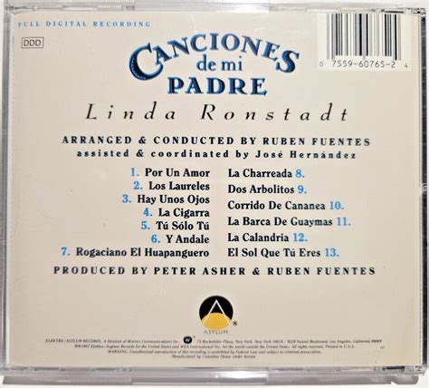 Canciones De Mi Padre By Linda Ronstadt Cd 1987 Asylum Mint