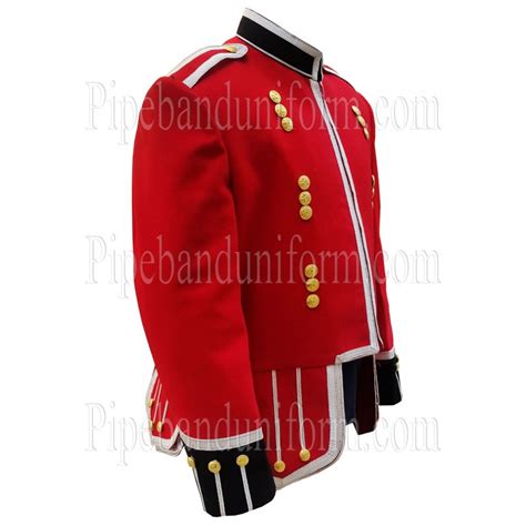 Customizable Red Black Pipe Band Military Doublet Kilt Jacket