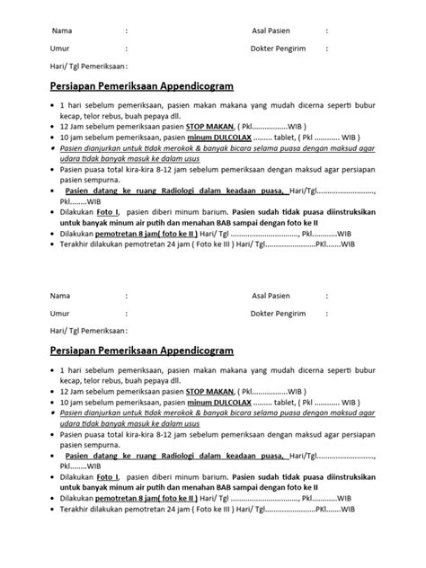 Persiapan Pemeriksaan Appendicogram Pdf
