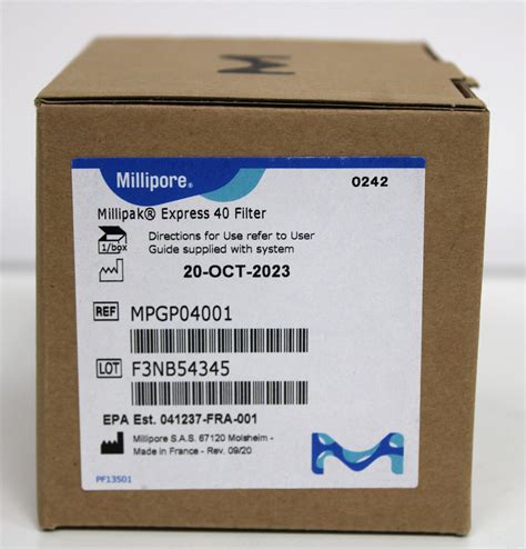 Millipore Mpgp04001 Millipak Express 40 Water Purification Filter 0 22um New 7000880