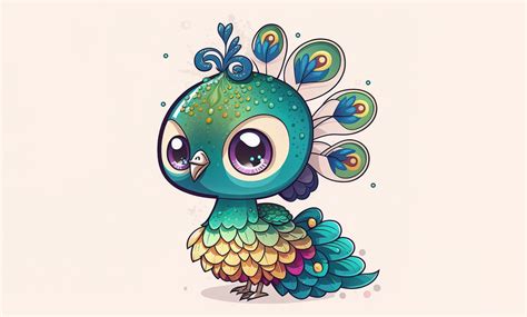 Cute Peacock Kawaii Clipart Graphic By Poster Boutique · Creative Fabrica