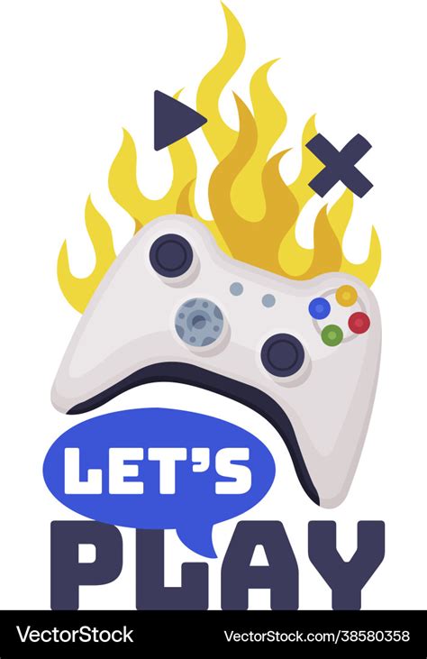 Lets Play Logo Joysticks Gamepad With Slogan Text Vector Image