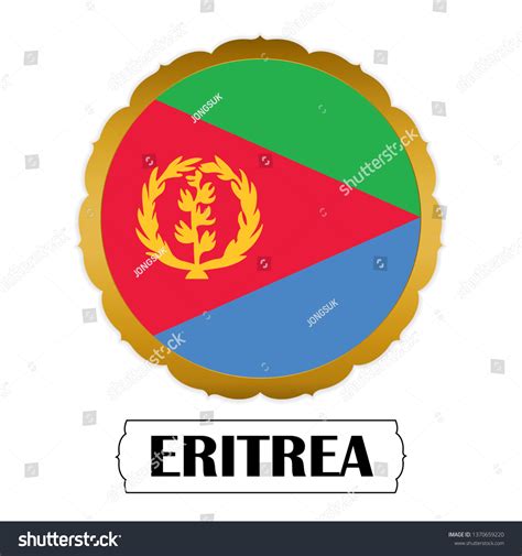 Flag Eritrea Name Icon Golden Sticker Stock Vector Royalty Free Shutterstock