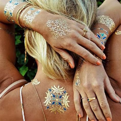 Waterproof Lasting 3 5 Days Metalic Tattoo Ttickers Temporary Tattoo