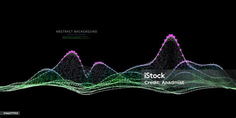 추상적인 배경색 그래프 From Points And Wavy Curve Lines 기술 와이어 프레임 개념 가상 데이터 곡선 비즈니스 과학 및 기술 데이터 분석을 위한
