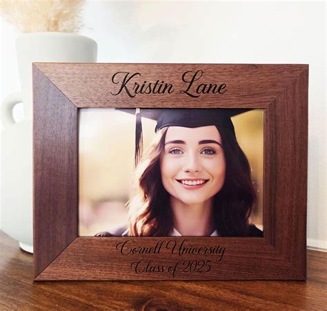 Personalized Graduation Photo Frame Engraved Cherry Maple Or Walnut