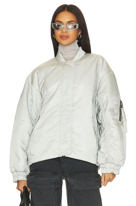 Agolde X Shoreditch Ski Club Nisa Bomber Jacket In Oyster Revolve