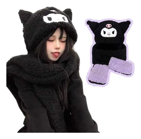 Gorro And Bufanda Negro Kuromi Sanrio Hello Kitty Mercadolibre