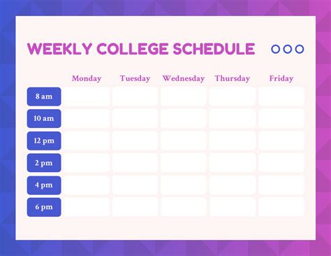 Excel College Schedule Template