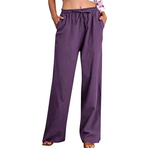 Abatab Cotton Linen Pants For Womens Wide Leg Casual Loose Pants Summer