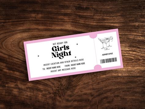 Editable Girls Night Invitation Girls Night Out Ticket Template