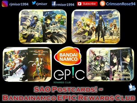 Sao Postcards ~ Bandainamco Epic Rewards Club Youtube