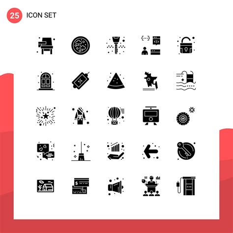25 Thematic Vector Solid Glyphs And Editable Symbols Of Programmer Develop Technology Coding