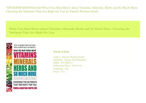 Ppt Epubpdfdownload What You Must Know About Vitamins Minerals