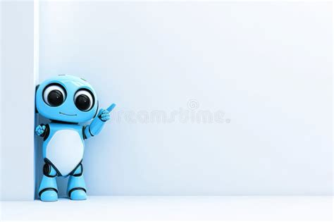 the blue robotic assistant or artificial intelligence robot is pointing