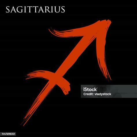 Sagittarius Zodiac Symbol Isolated On White Background Brush Stroke