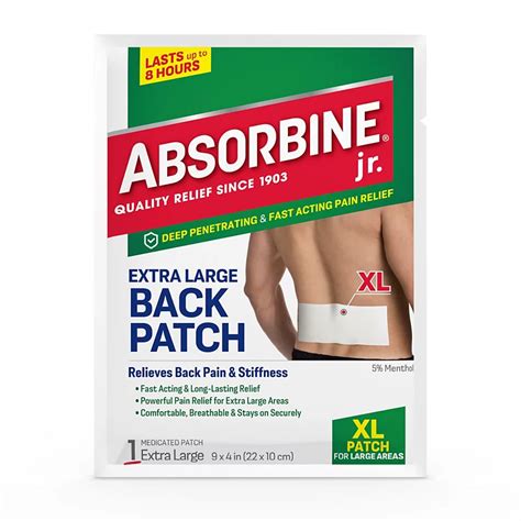 Absorbine Jr Plus Pain Relief Back Patch Xl Shop Medicines