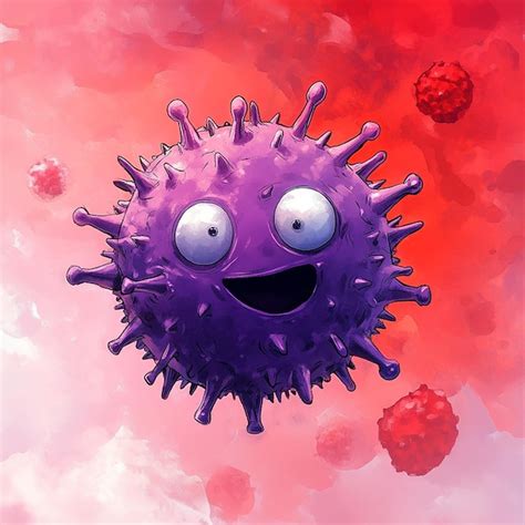 Animestyle Illustration Of A Purple Virus Character Premium Ai