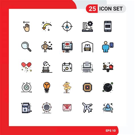 25 Thematic Vector Filled Line Flat Colors And Editable Symbols Of Mobile Develop Business