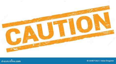 Caution Text On Orange Rectangle Stamp Sign Stock Illustration