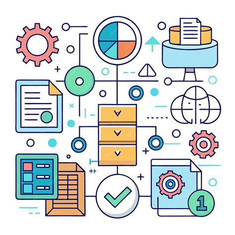 Workflow Diagram With Gears Checkmark And Database Premium Ai