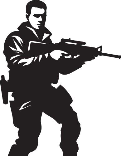 Army Gunner Emblem Icon Rifleman Soldier Black Vector Image