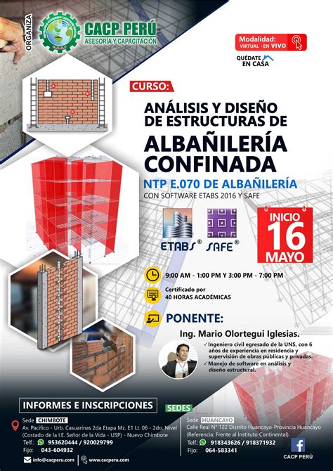 Cacp Perú Curso Análisis Y Diseño De Estructuras De Albañilería Confinada Ntp E070 De