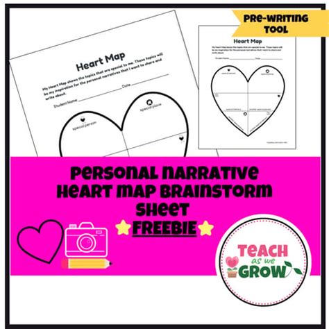 Heart Map Personal Narrative Brainstorming Sheet Freebie By Teach As We