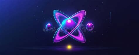 Colorful Glowing Representation Of An Atom With Orbiting Electrons