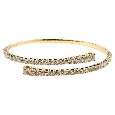 Flexi Open By Pass Design Diamond Bangle Set In 14k Yellow Gold For