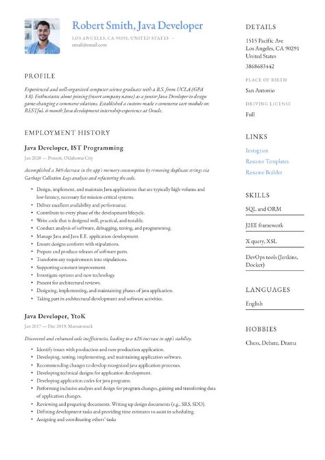 23 Java Developer Resume Examples Guide 2025