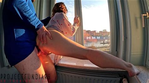 Curvy Girl From Next Door Has Barefoot Risky Window Sex