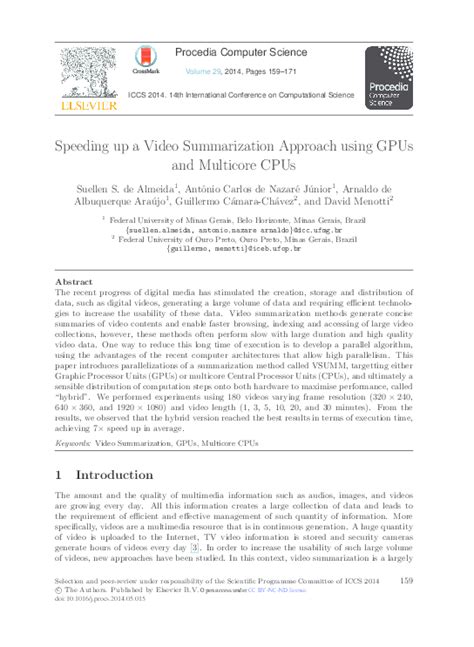 Pdf Speeding Up A Video Summarization Approach Using Gpus And Multicore Cpus Suellen De