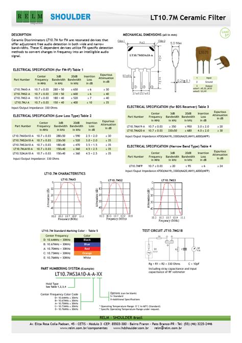 Lt107ma20 A Datasheet Ceramic Filter Relm