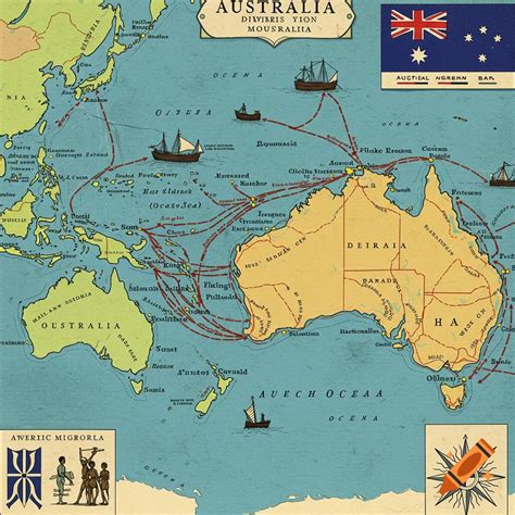 Map Of Migration Routes To Australia On Craiyon