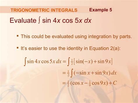 Special Trigonometric Integrals Ppt Physics Science