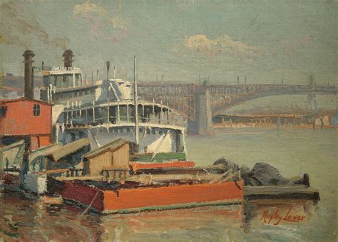 Richard Hayley Lever “paddle Steamer Mark Twain Mississippi River Eads Bridge At St Louis