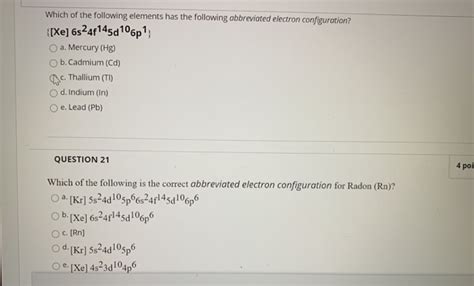 Solved Which Of The Following Elements Has The Following