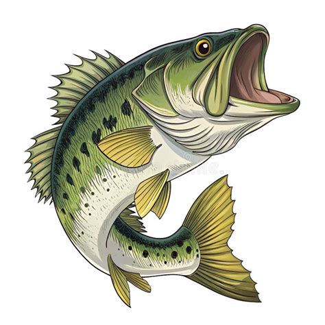 Largemouth Bass Leaping In Dynamic Illustration Stock Illustration