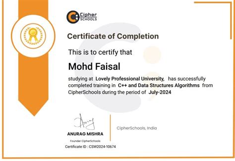 Mohd Faisal On Linkedin Dsa Bts C Java Cipherschools Innovation