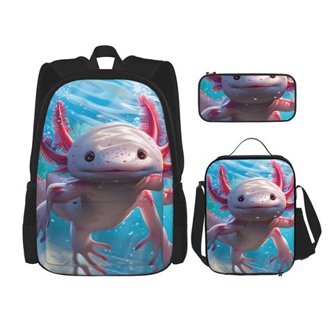 Easygdp Cute Underwater Axolotl Mochila Para Niños Y Niñas Con Set De