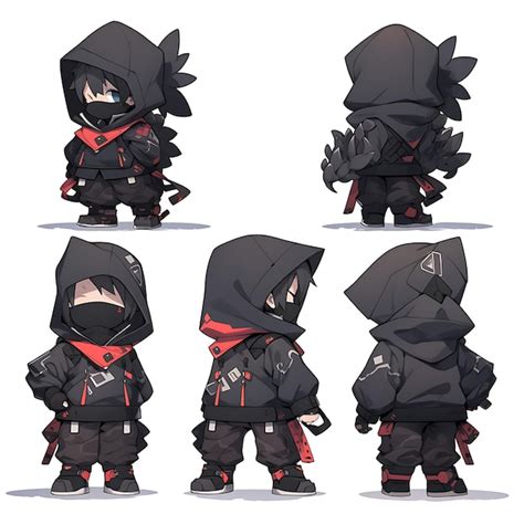 Premium Photo Character Anime Of Male Chibi Kawaii Techno Ninja