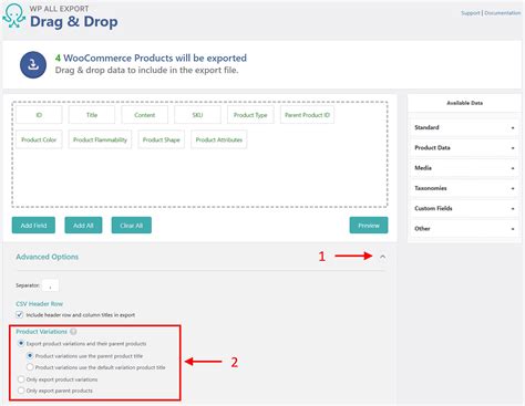 how to export and import variable products in woocommerce oxygen