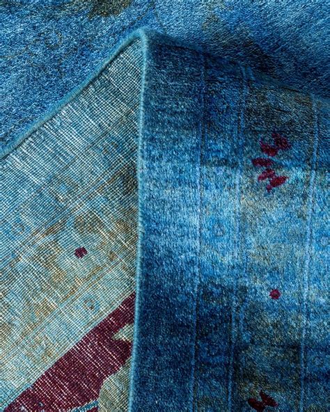 One Of A Kind Hand Knotted Contemporary Overdyed Blue Area Rug For Sale