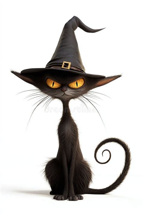 Isolated On A White Background A Mischievous Animated Cat With A Sly